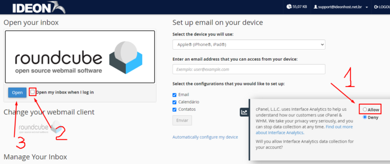 Configuração inicial do Webmail RoundCube - Entrando pela primeira vez