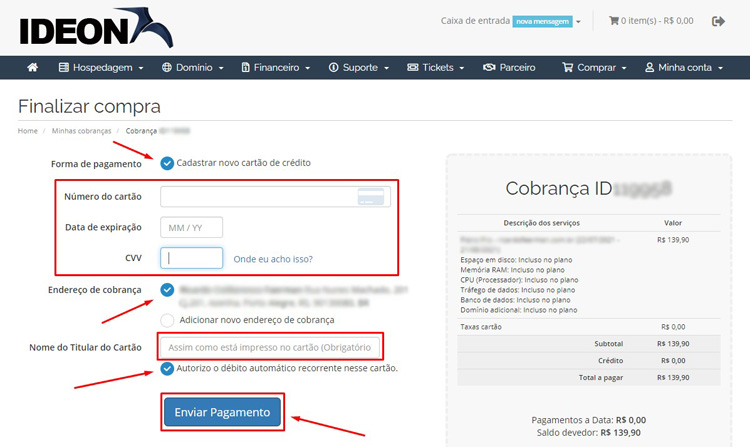 Débito automático no Cartão de Crédito - IDEON Tutor